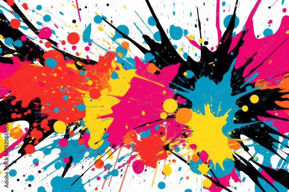 Edgy and urban pop art color paint splash pattern, featuring a dynamic ...