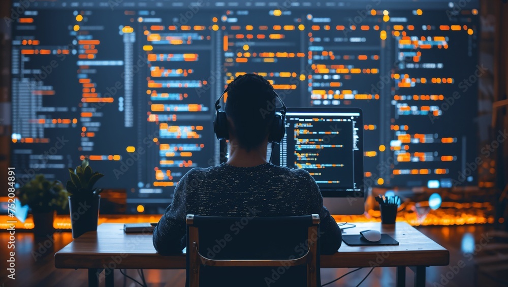 Software development life cycle, coding and programming, tech workspace ...