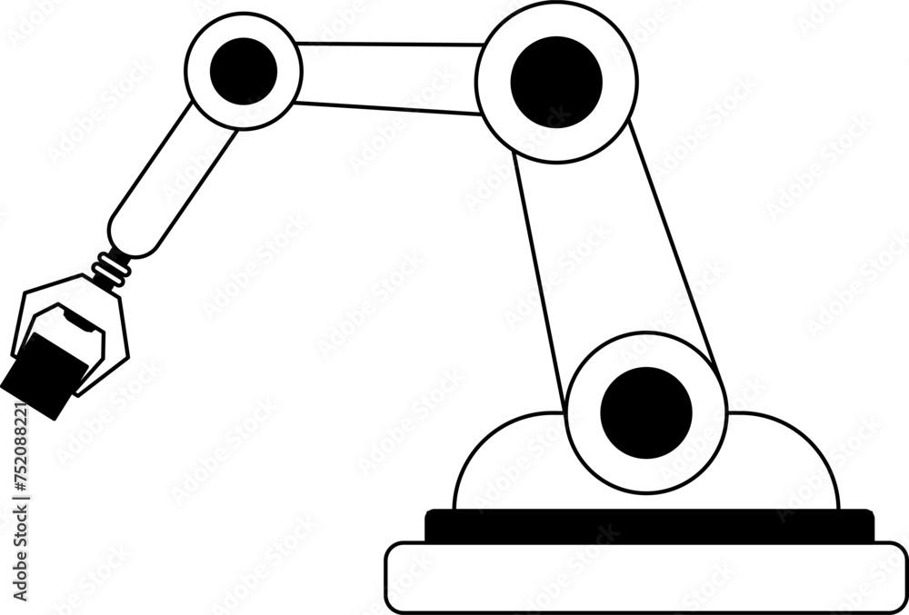 Mechanical robot arm machine icon. Manufacturing industry mechanical ...