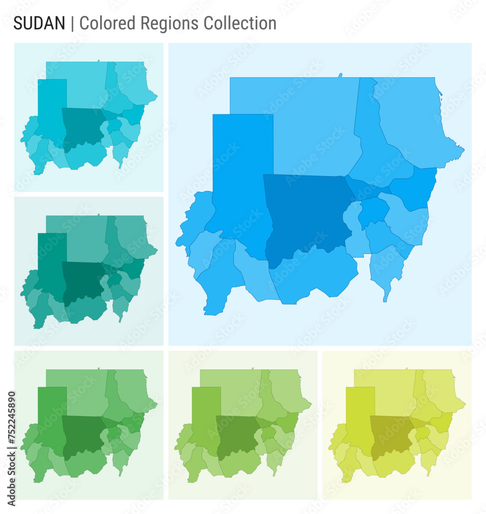 Vector de Stock Sudan map collection. Country shape with colored ...