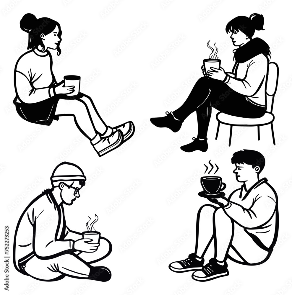 Single one line drawing teens drink soda to celebrate their friendship ...