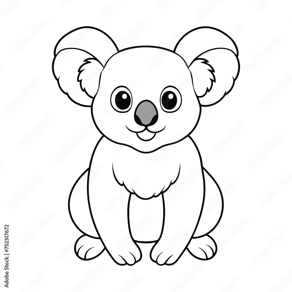 Koala illustration coloring page for kids Stock Vector | Adobe Stock