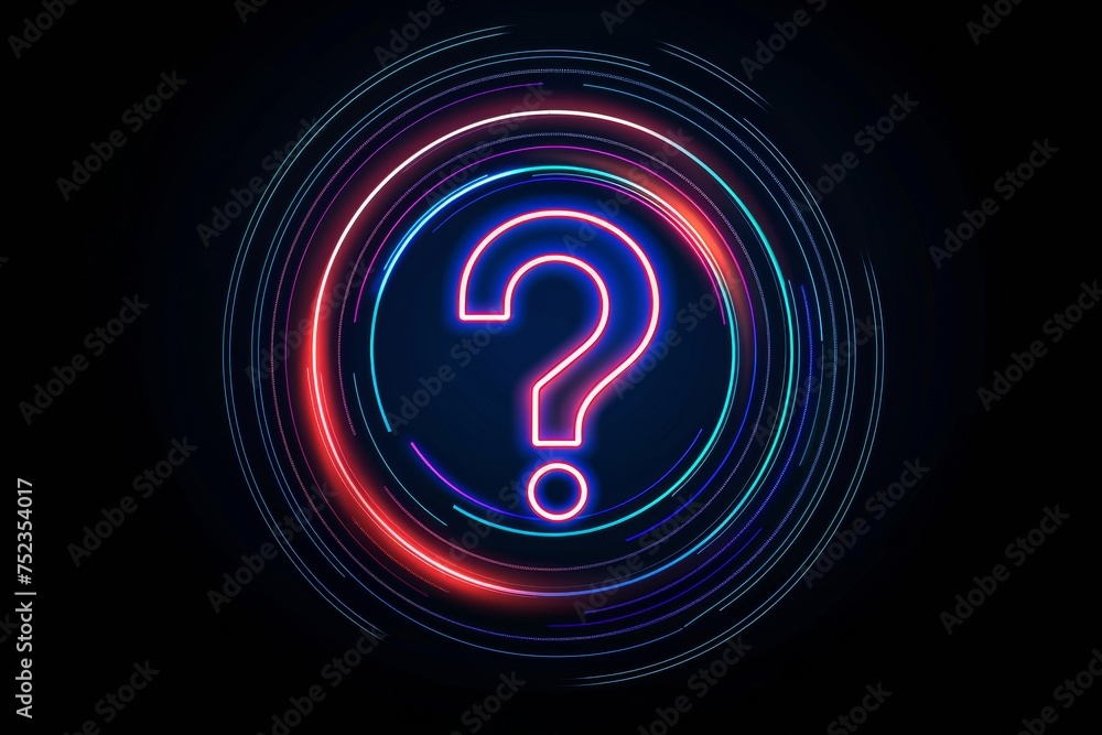 Hand-drawn Logo in the form of a Question mark, neon pattern in ...