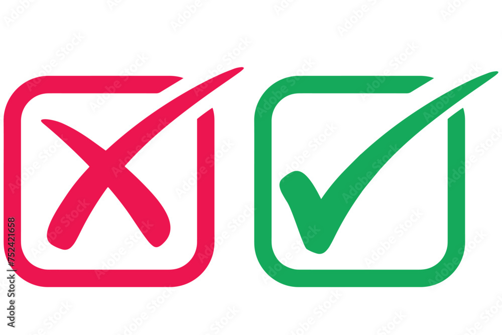 right and wrong icon with green and red, correct and incorrect symbol ...