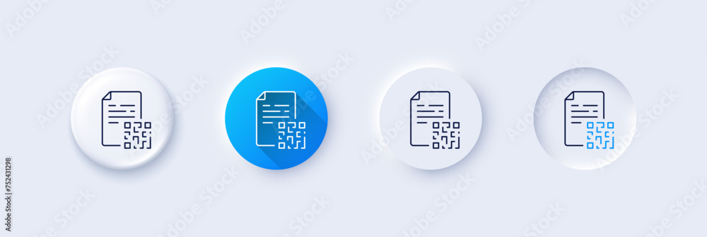 Qr code line icon. Neumorphic, Blue gradient, 3d pin buttons. Scan ...