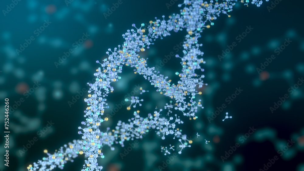 dna double helix, dna damage, genetic disease or mutation, scientific ...