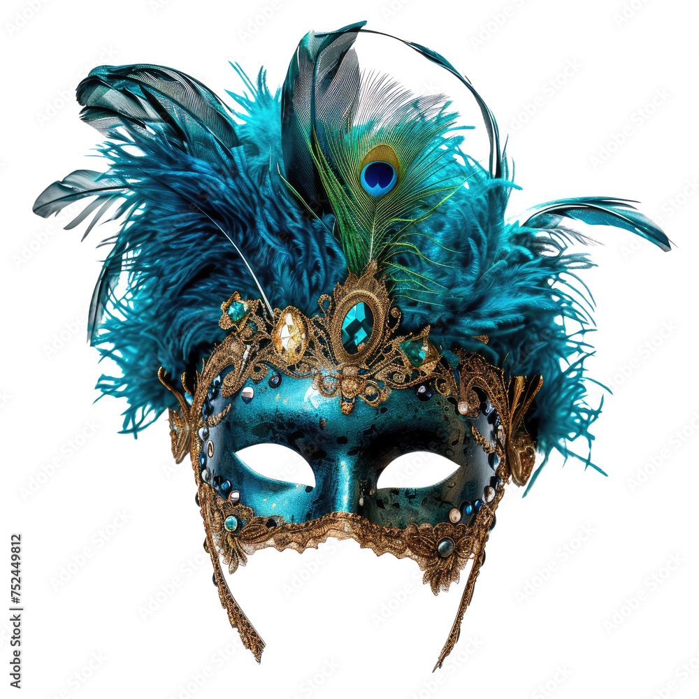 Elaborate Masquerade Mask with Peacock Feathers PNG, Transparent Image ...
