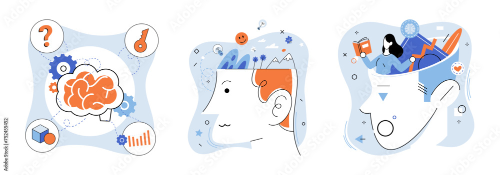 Mindset. Vector illustration. Acquiring new skills reflects growth ...