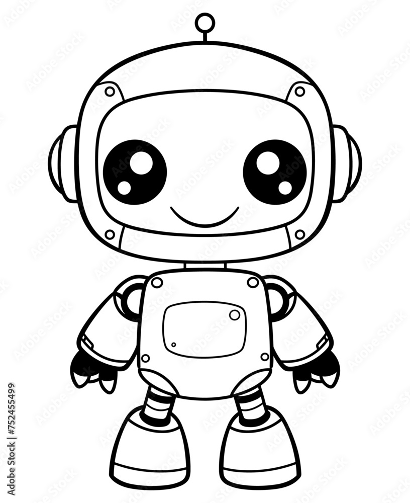 Robot coloring page, isolated coloring book. Color pages for kids ...
