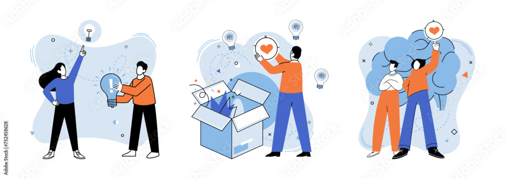 Thinking differently vector illustration. Simplicity is golden thread ...