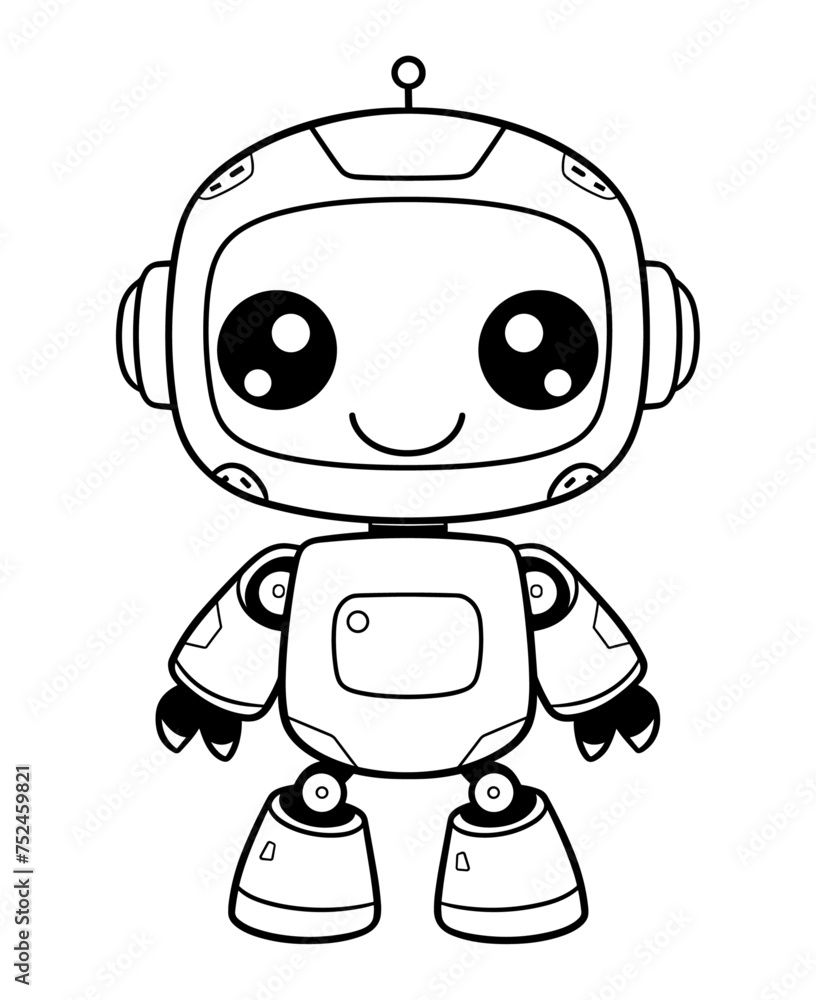 Robot coloring page, isolated coloring book. Color pages for kids ...
