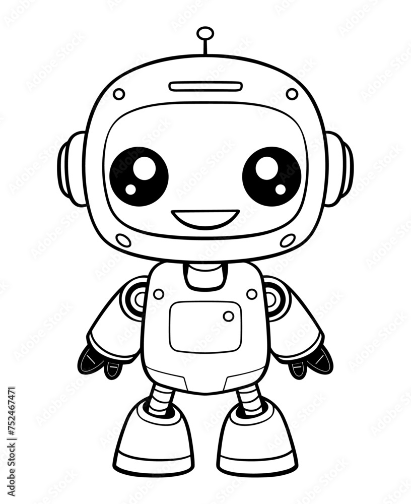 Robot coloring page, isolated coloring book. Color pages for kids ...