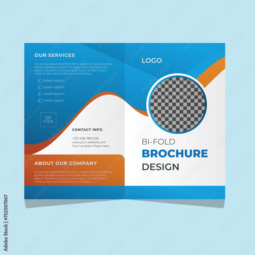Company bi-fold brochure design template for digital marketing strategy ...