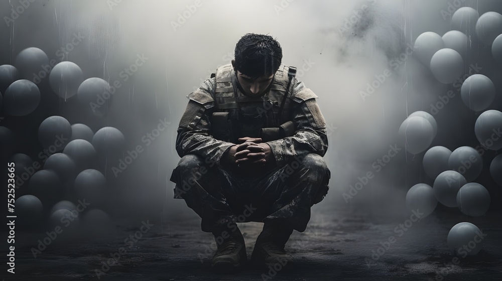 A poignant photo captures the silent struggle of an adult soldier ...