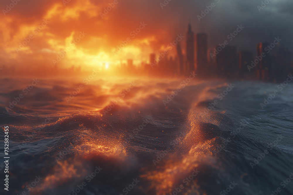 Artistic interpretation of climate change and its effects, raising ...