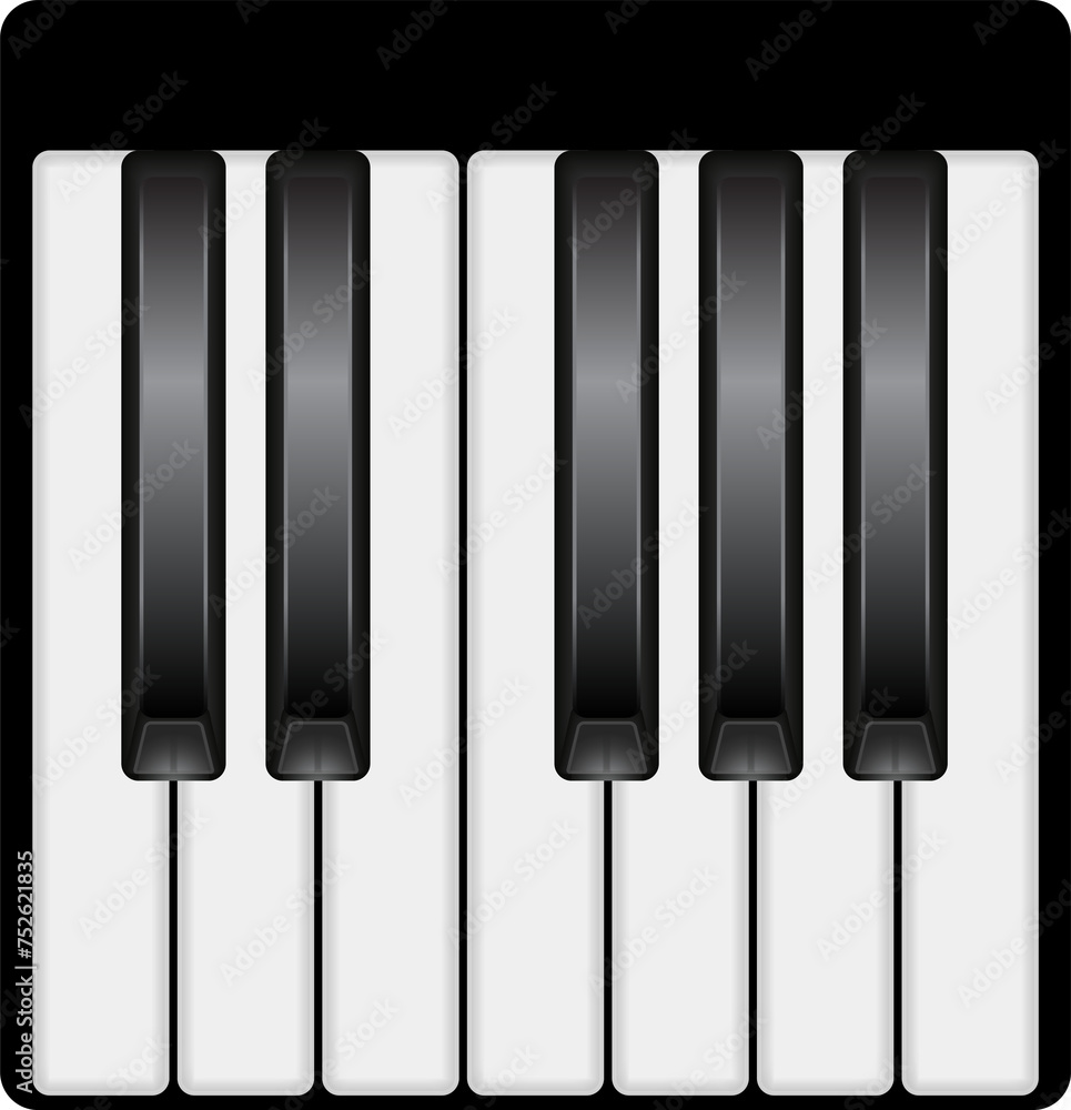 Piano keyboards illustrations. Various angles and views on transparent ...