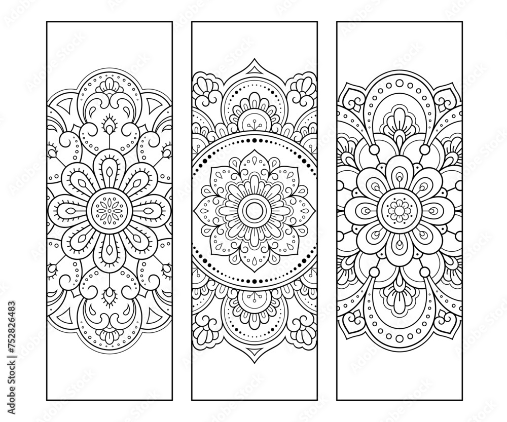 Printable bookmark for book - coloring. Set of black and white labels ...