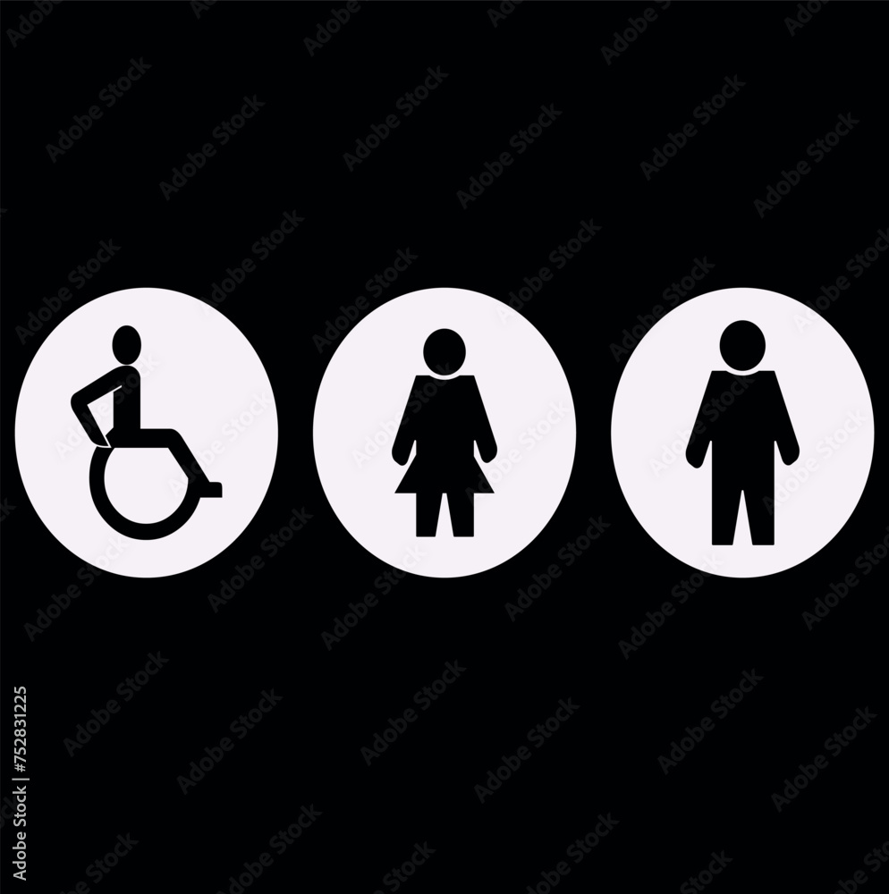 toilet sign printable public signage symbol man woman wc simple black ...