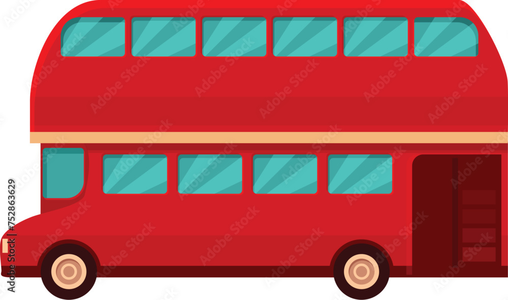 English bus icon cartoon vector. British red traffic. Double decker ...