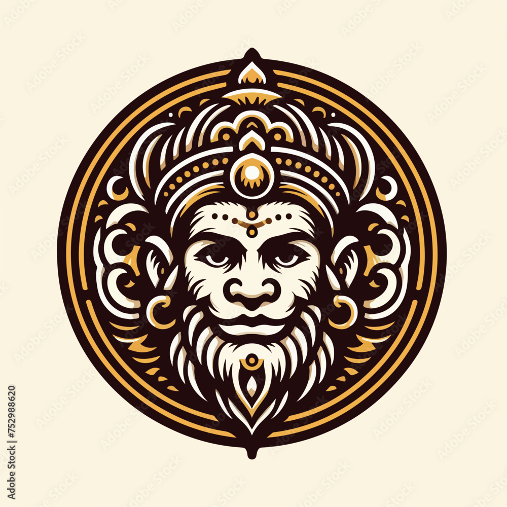 illustration of Lord Hanuman vector icon logo sticker tattoo. Stock ...