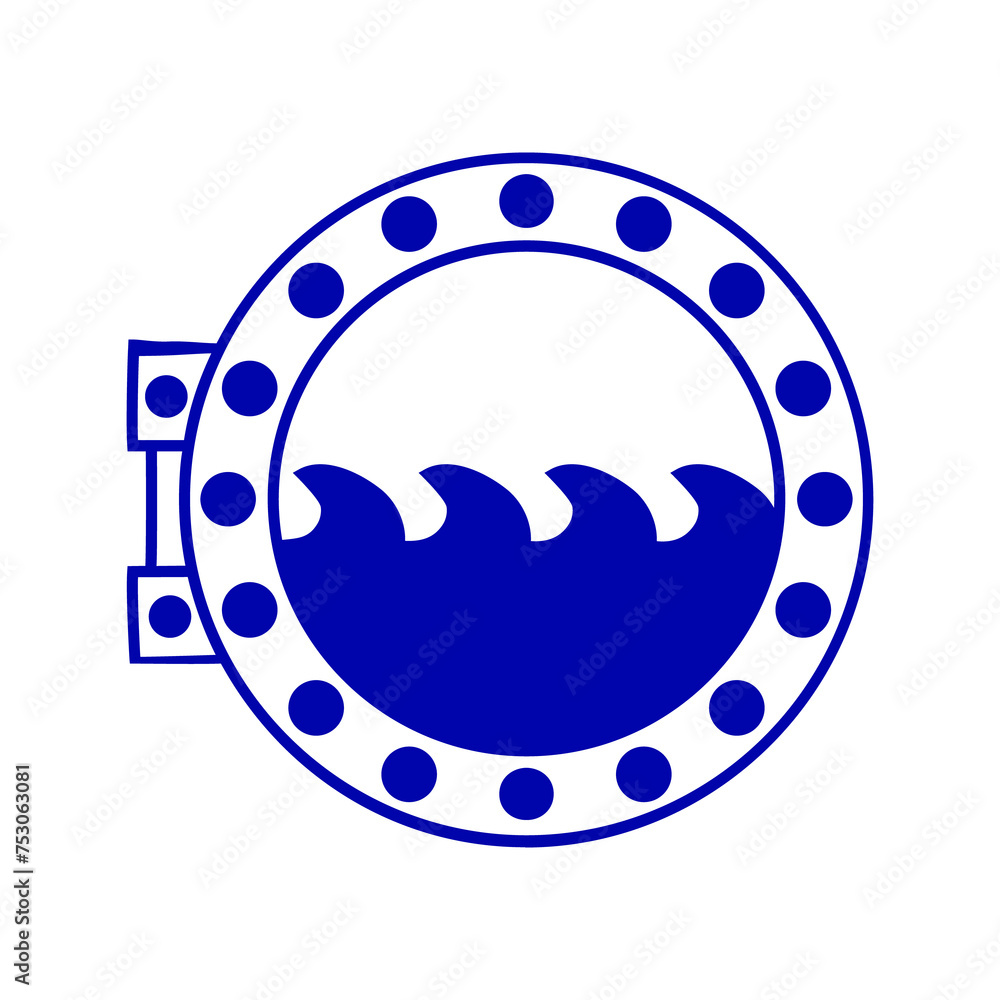 Porthole, submarine or ship window, simple style outline silhouette ...