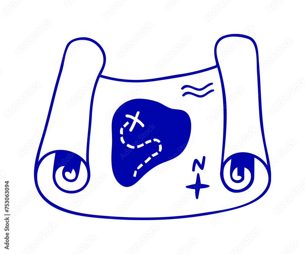 Treasure map symbol, simple style outline silhouette icon. Png clipart ...
