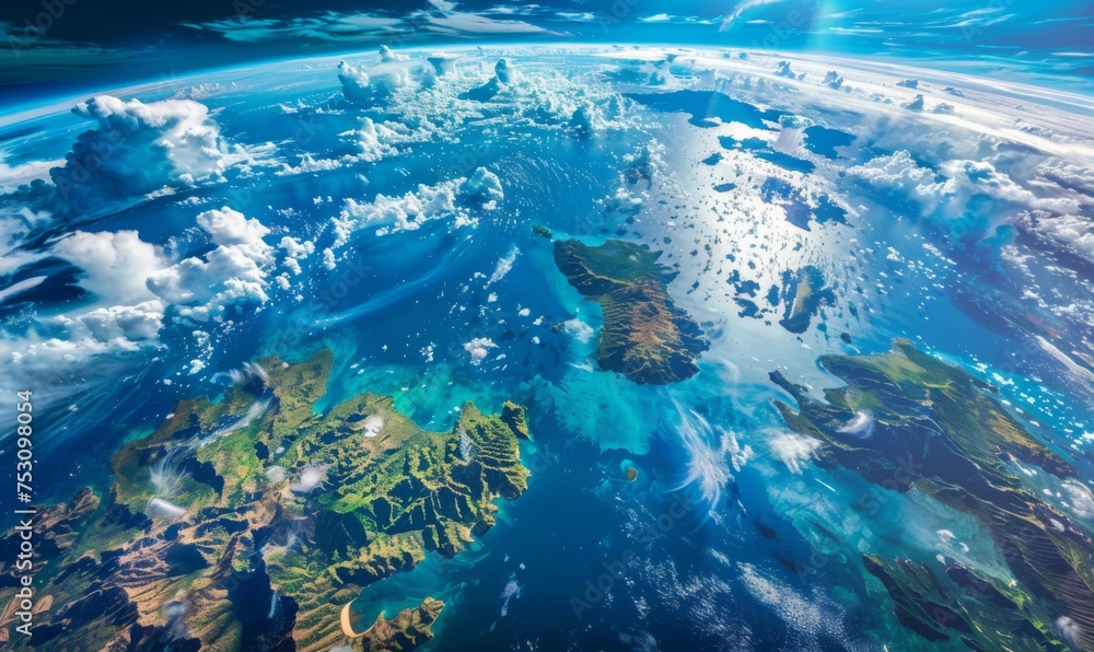 Earth from space, showcasing a detailed physical map overlaying global ...
