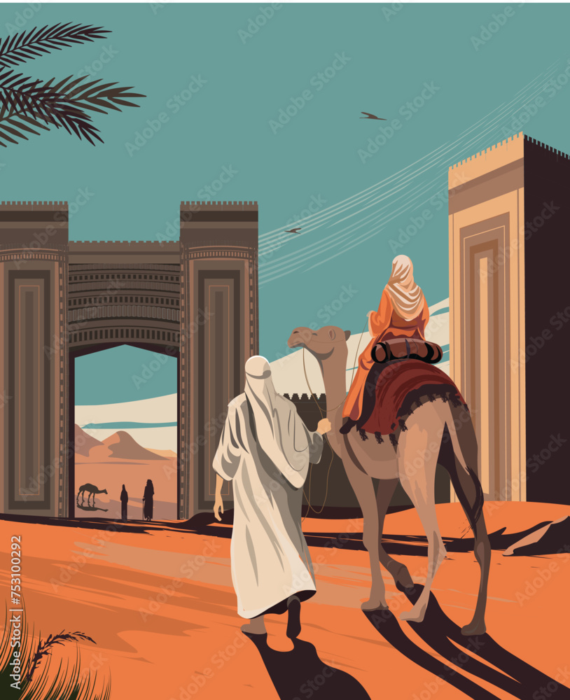 Biblical vector illustration. Genesis 12:4-6.So Abram went, as the Lord ...
