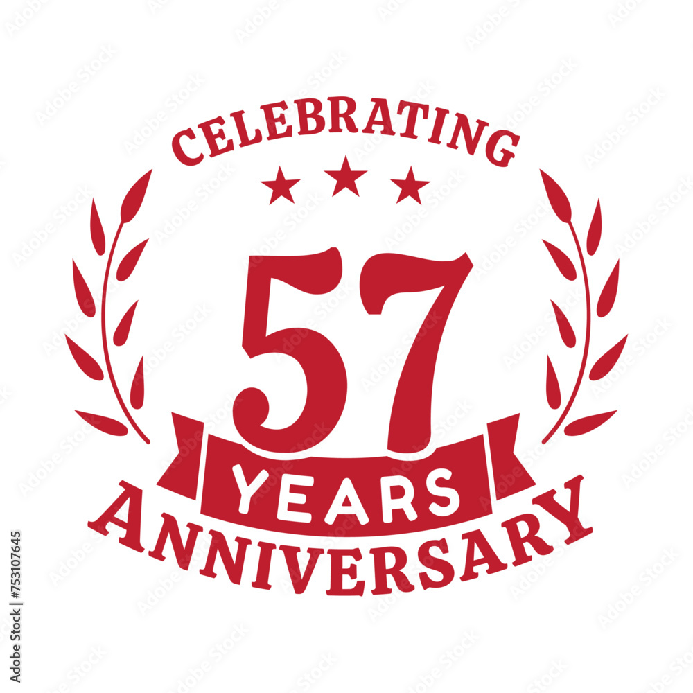 57th anniversary celebration design template. 57 years vector and ...