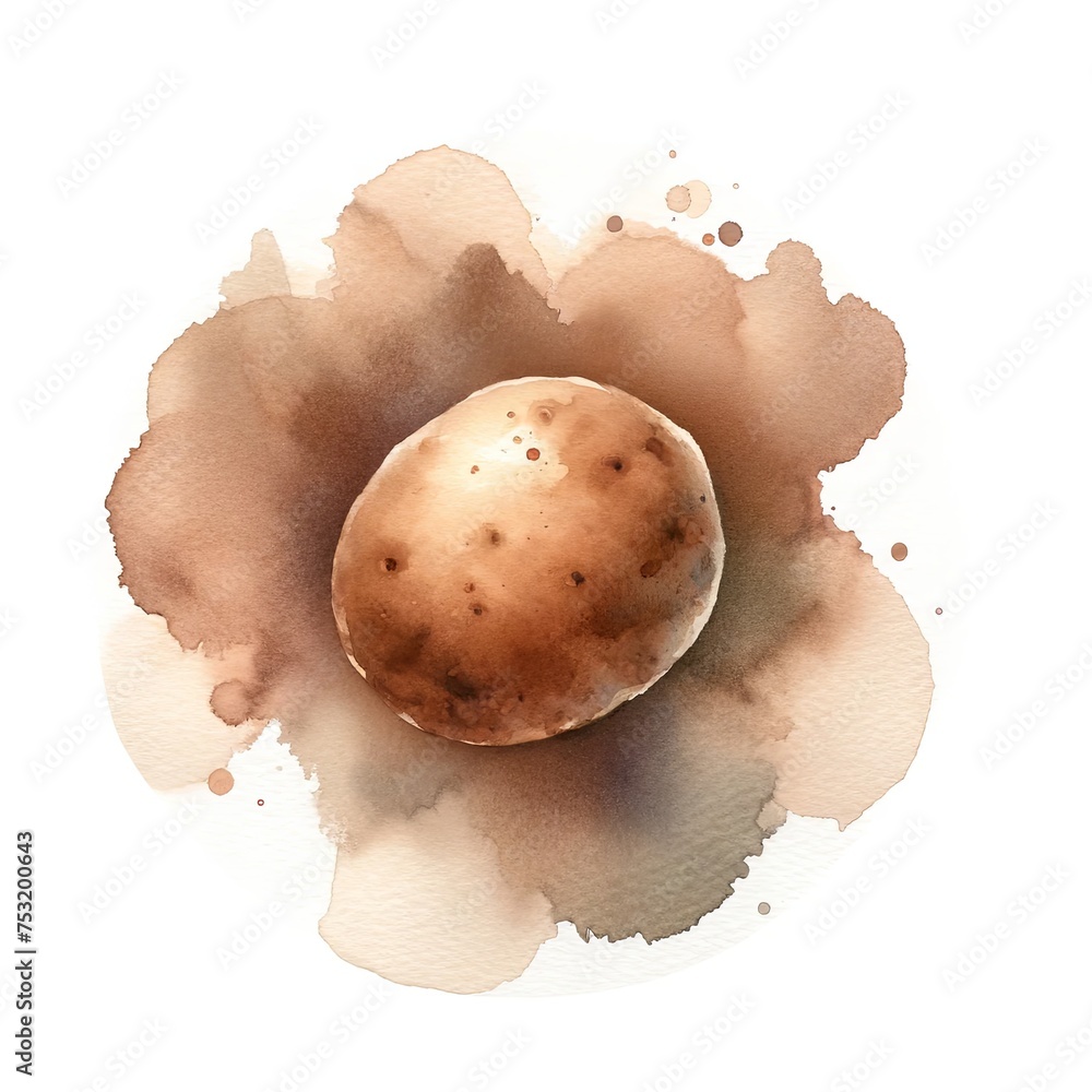 Watercolour Potatoes. Abstract Watercolor Blot in Form of Potato. Hand ...