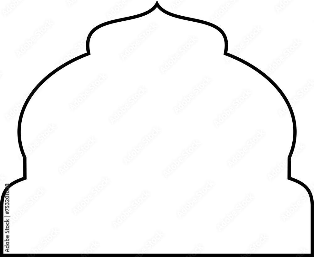 Islamic Dome Design Thin Line Outline Black Silhouettes Design Pictogram Symbol Visual