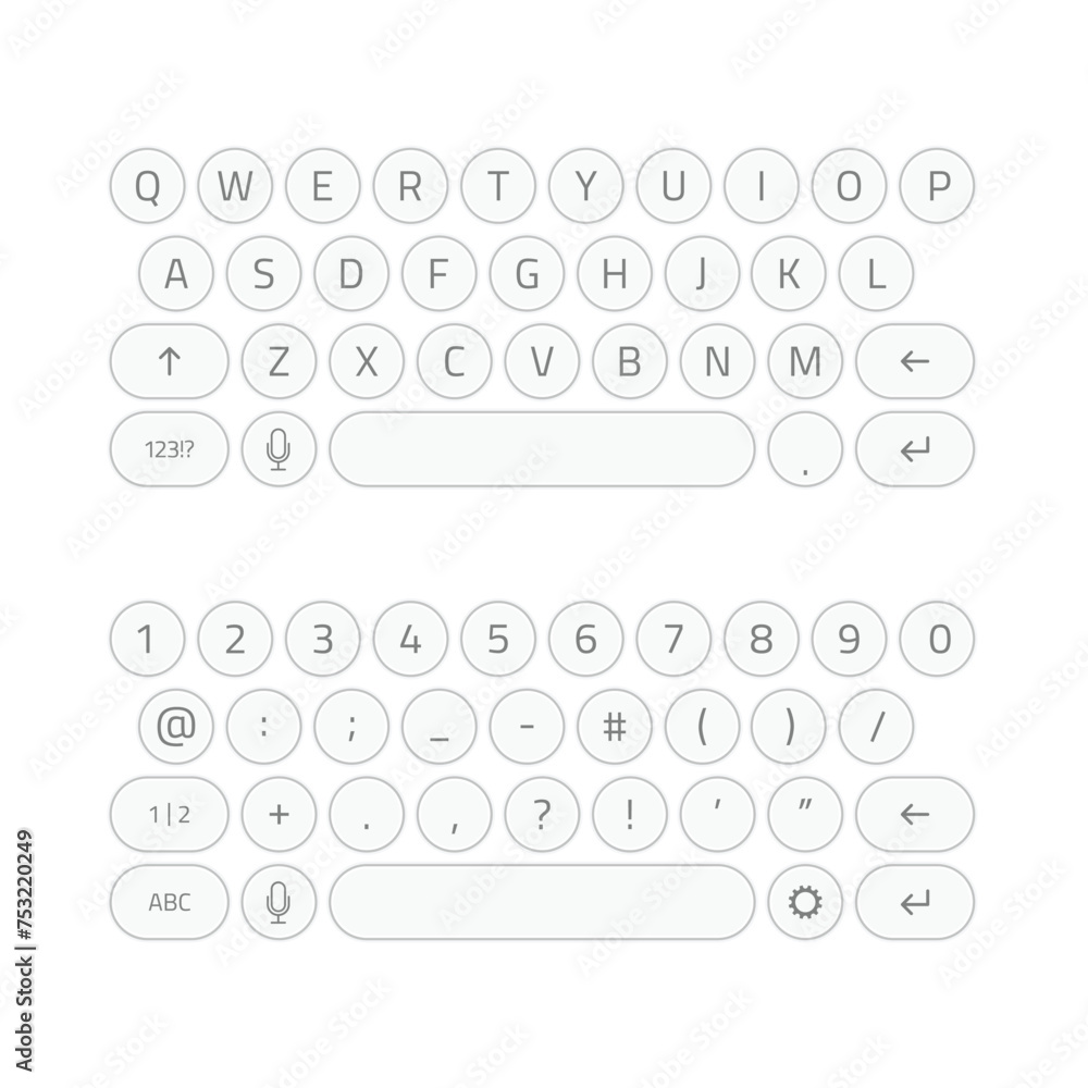 Modern keyboard of smartphone, alphabet and numbers buttons. Qwerty ...