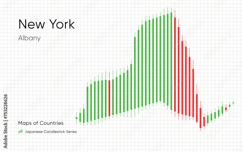 New York map is shown in a chart with bars and lines. Japanese ...