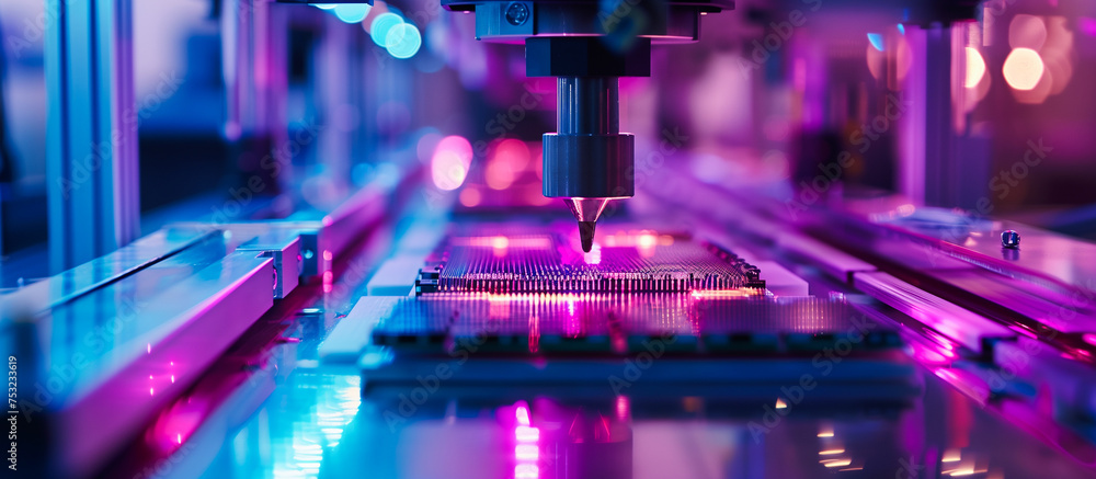 production microchip semiconductor manufacturing concept background ...
