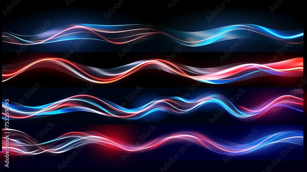 Speed motion light effect, blue and red trails of dynamic movement ...