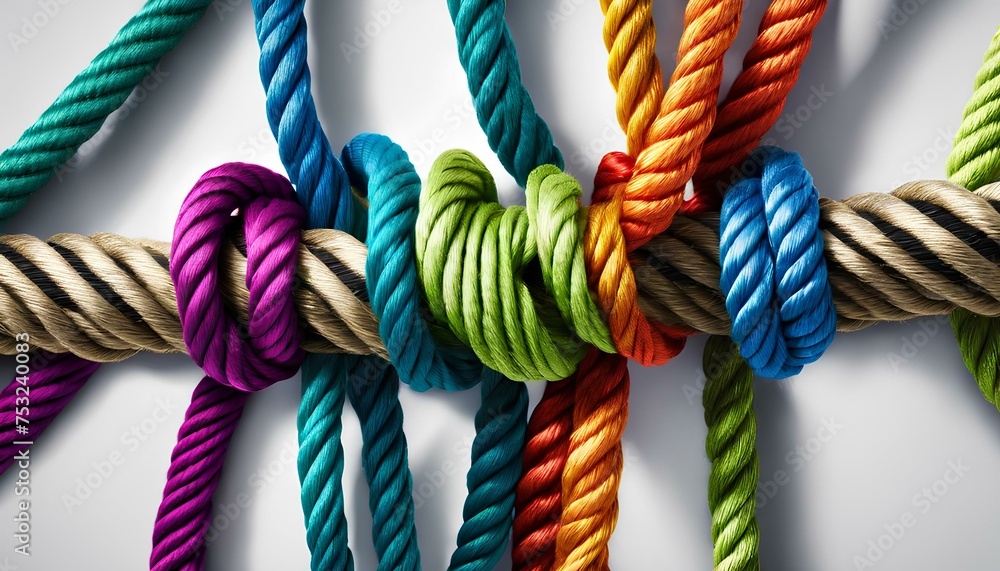 Illustration Stock Team rope diverse strength connect partnership ...