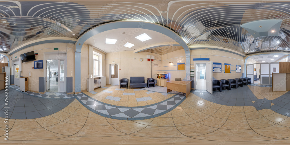 Foto de Stock hdri 360 panorama view in empty modern hall of reception ...