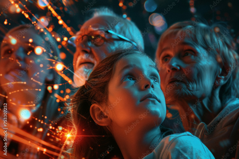 a multi-generational family with an interactive family tree displayed ...