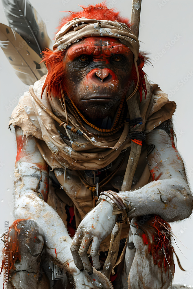 Four Feathered Primate Characters in Different Styles, To provide a ...