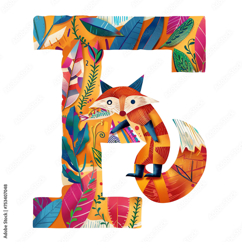 Animal Alphabet F Sublimation,Cute Animal Alphabet F PNG,Alphabet ...