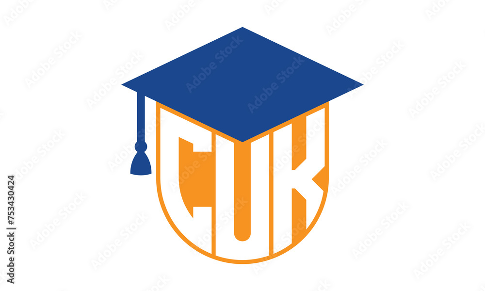 CUK initial letter academic logo design vector template. school college ...