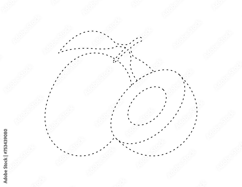 dashed jamun fruit outline for coloring book template, jamun fruit for ...