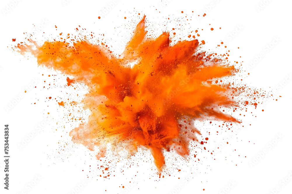 bright orange paint color powder festival explosion burst isolated ...