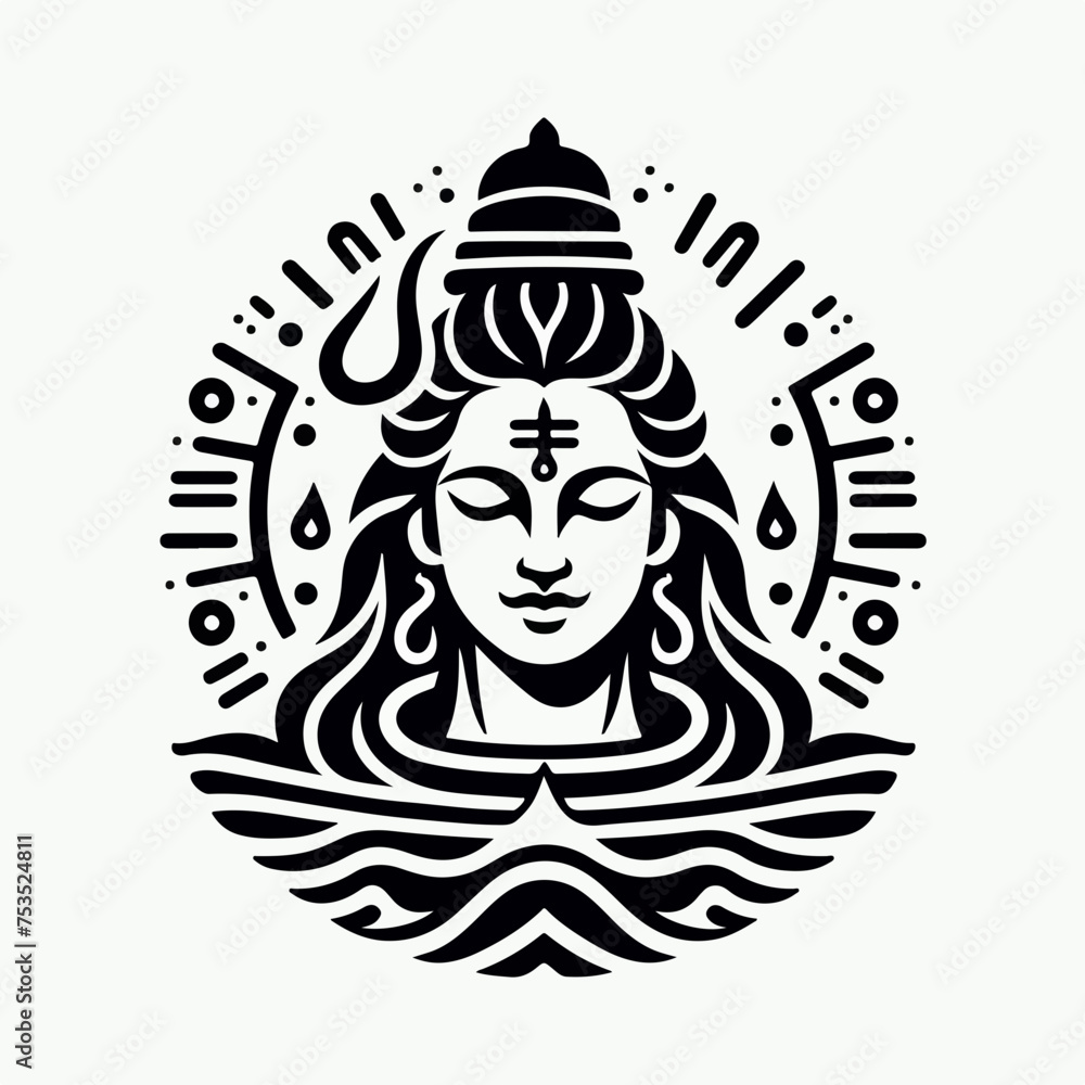 Lord Shiva Maha Shivaratri vector illustration logo icon sticker tattoo ...