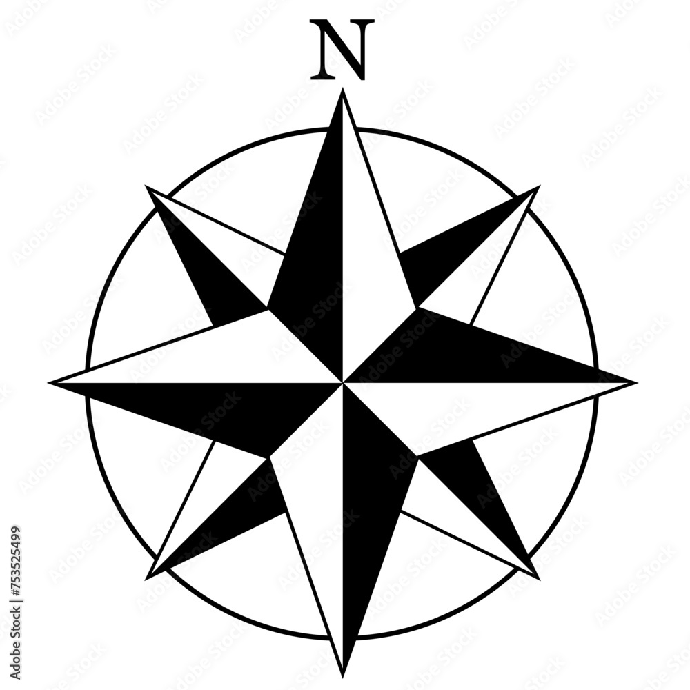 Стоковое векторное изображение «方位マークのアイコン。方位磁針。コンパス。方角の地図記号。» | Adobe ...