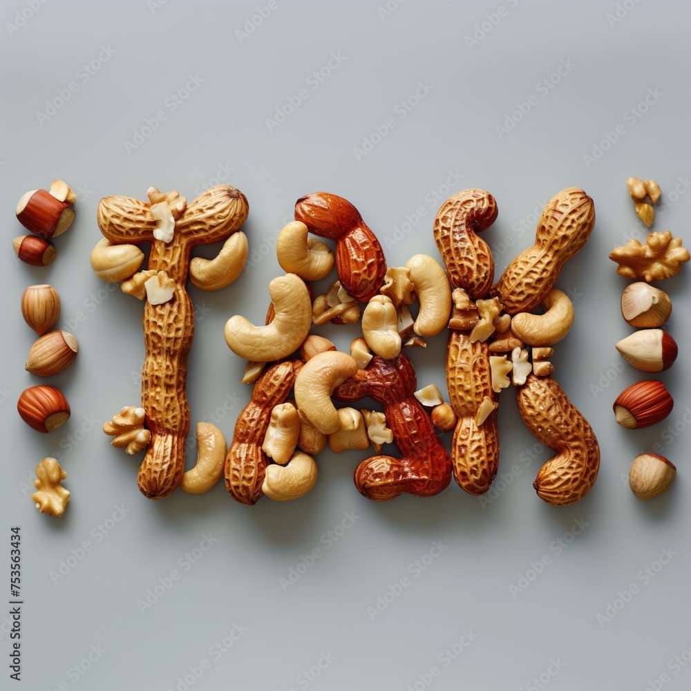 Tak dla orzechy! Tekst w formie słowa YES. Napis YES. Orzechy dają ...