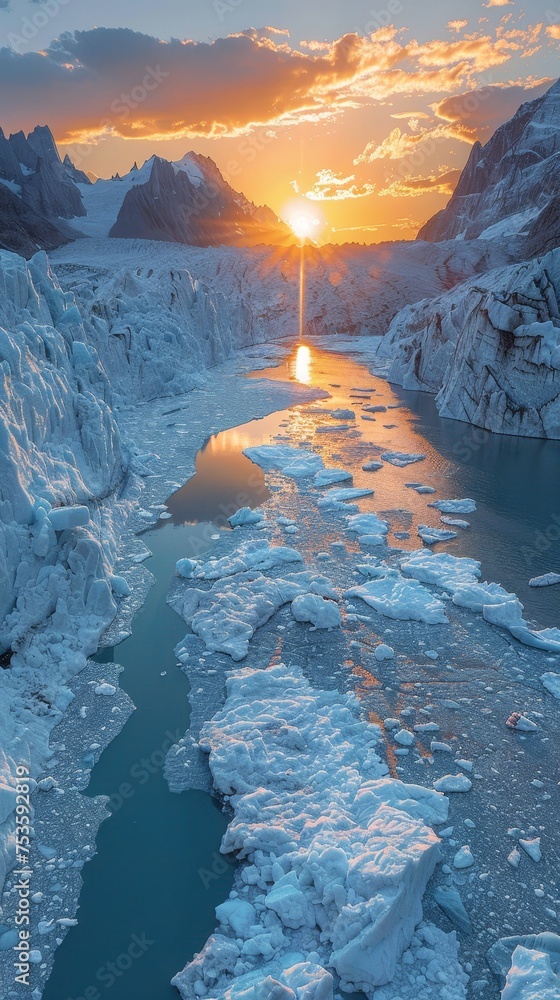 Satellite images comparing glacier sizes over decades provide visual ...