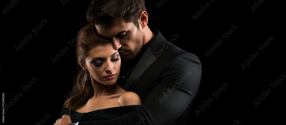 Elegant Couple Embracing in Formal Attire, Celebrating Love and Unity ...