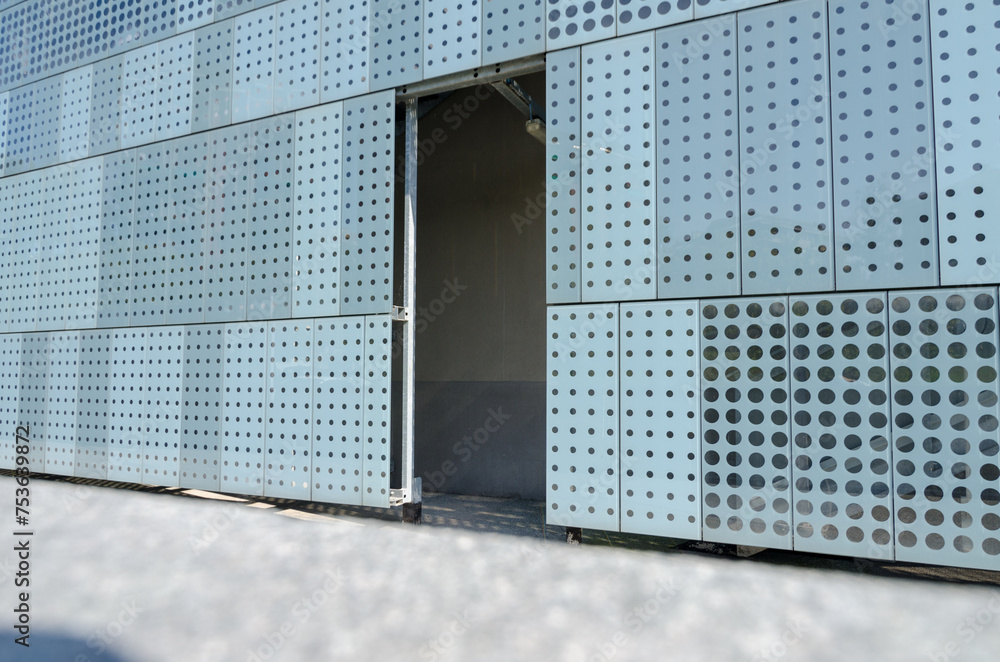 Photo Stock Modern building facade, with innovative designed solar ...