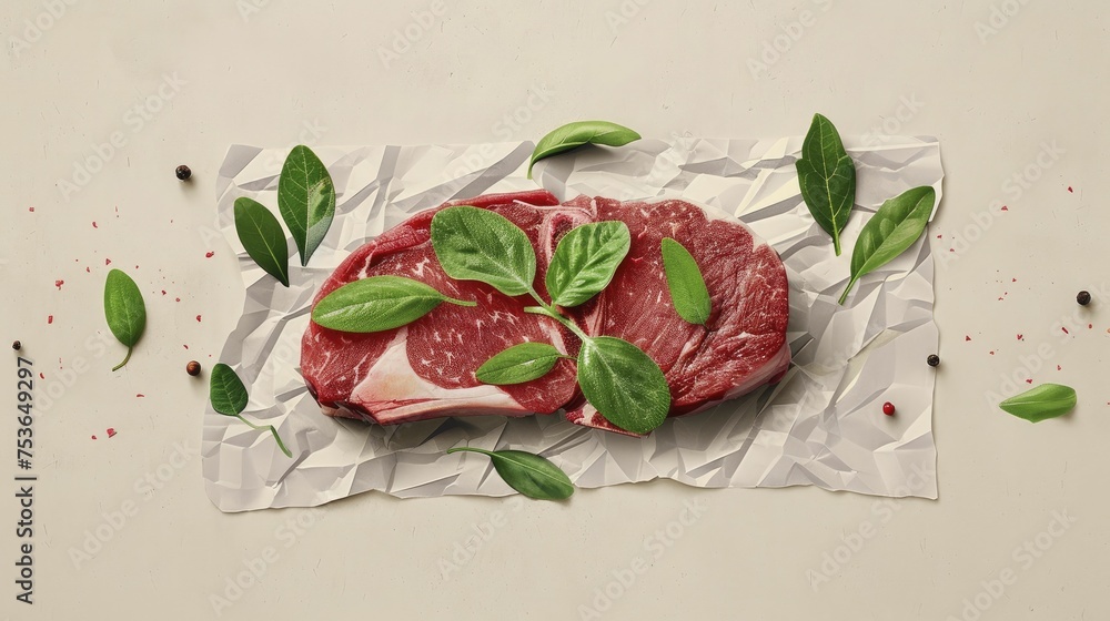 A digital graphic showcasing a meat cut along with its carbon footprint ...